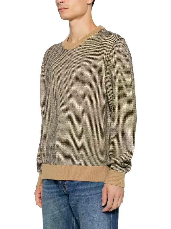 Calvin Klein Crew Neck Micro-patterned Sweater - Neutrals