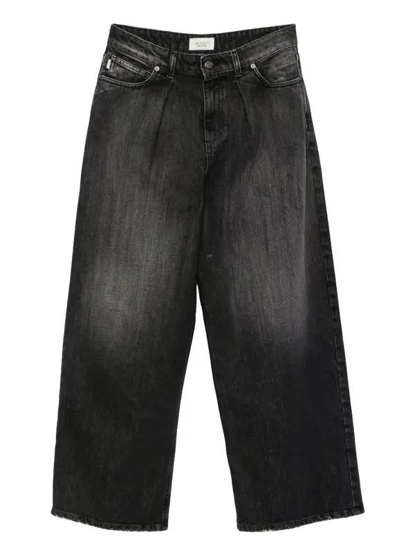 VICOLO Pleated Acid Wash Jeans - Grey