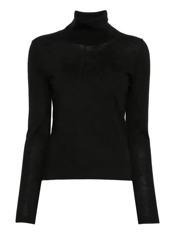 EMERSON RENALDI Ribbed Knit Roll Neck Sweater - Black