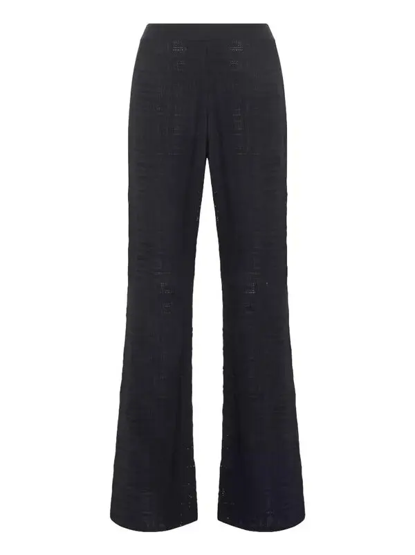 Givenchy 4g Monogram Pointelle Knit Wide-leg Trousers - Black