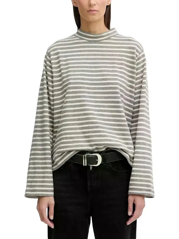 Marc O'polo Striped Mock Neck Long Sleeve T-shirt - Grey
