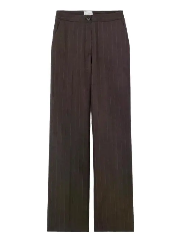 Claudie Pierlot Straight Striped Wool Trousers - Brown