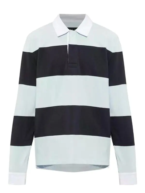 Rag & Bone Striped Long-sleeve Polo Shirt - Blue