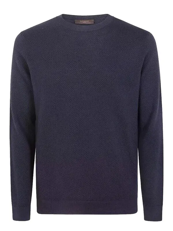 ZANONE Wool Waffle Knit Sweater - Blue