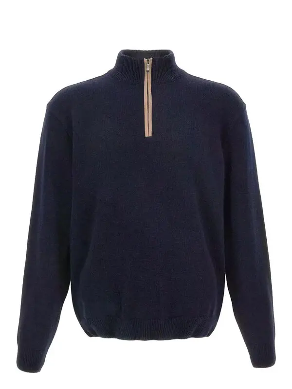 Paul & Shark Half-zip Contrast-trim Sweater - Blue
