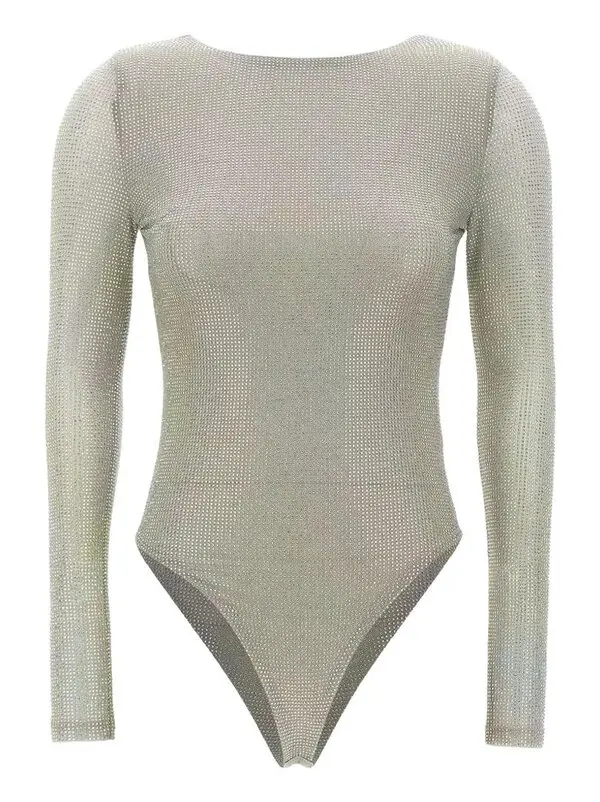 TWENTY FOURHAITCH Arches Rhinestone Embellished Bodysuit - Silver