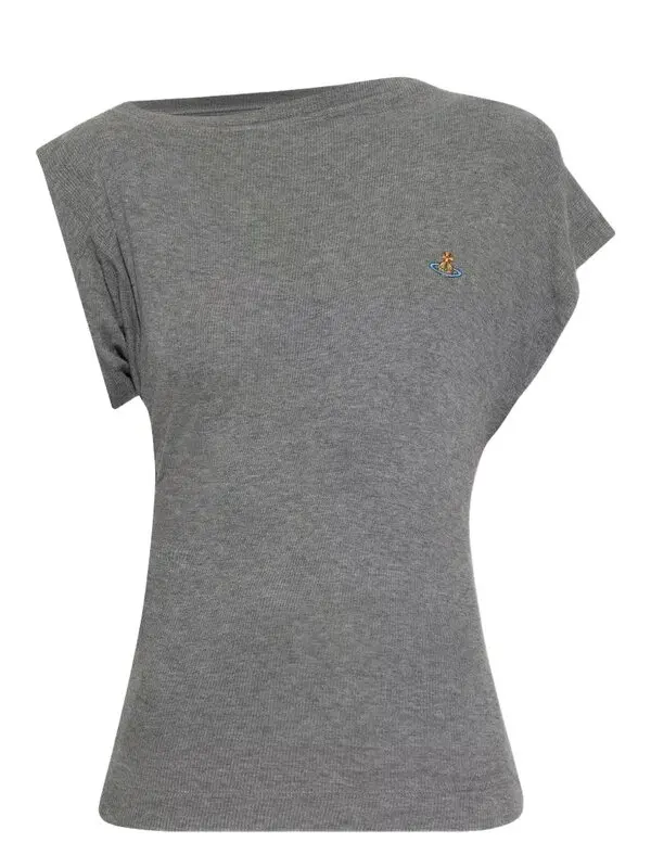 VIVIENNE WESTWOOD Asymmetrical Draped Top With Orb Logo Embroidery - Grey