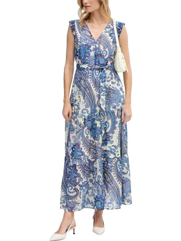 OUI Paisley Print Ruffled Maxi Dress - Neutrals