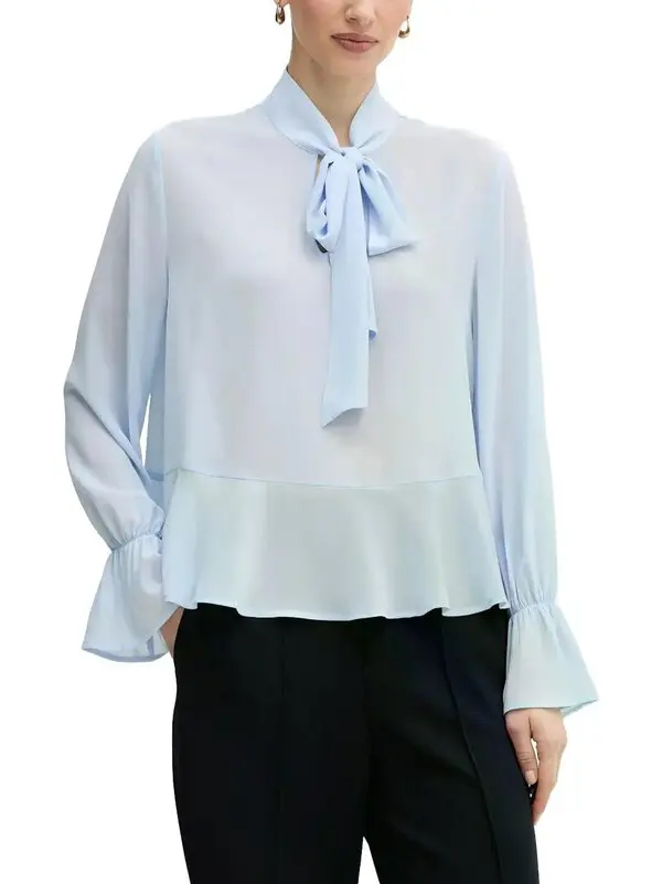 OUI Bow-detail Peplum-hem Blouse - Blue
