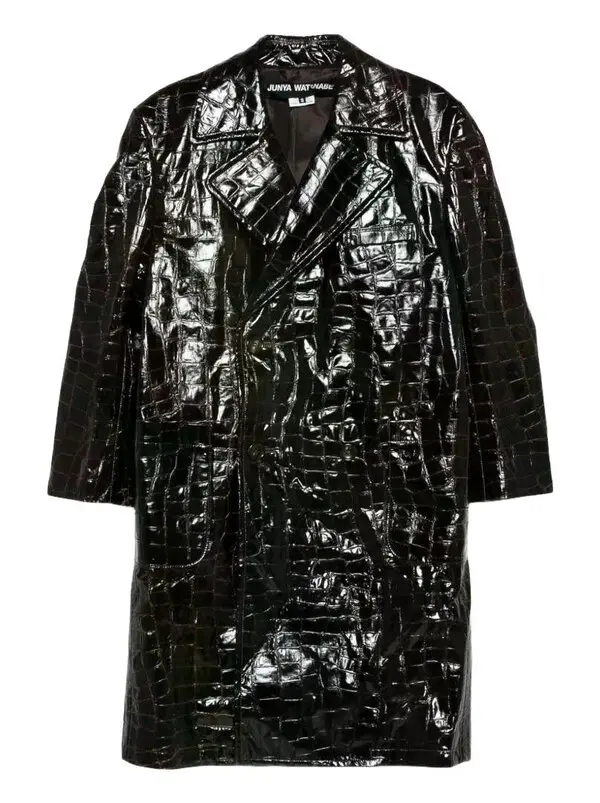 Junya Watanabe Croc-effect Double-breasted Coat - Brown
