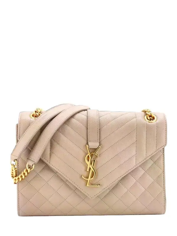Saint Laurent Classic Monogram Envelope Satchel - Neutrals