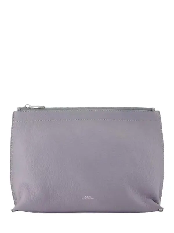 A.p.c. Grained Leather Toiletry Bag - Purple