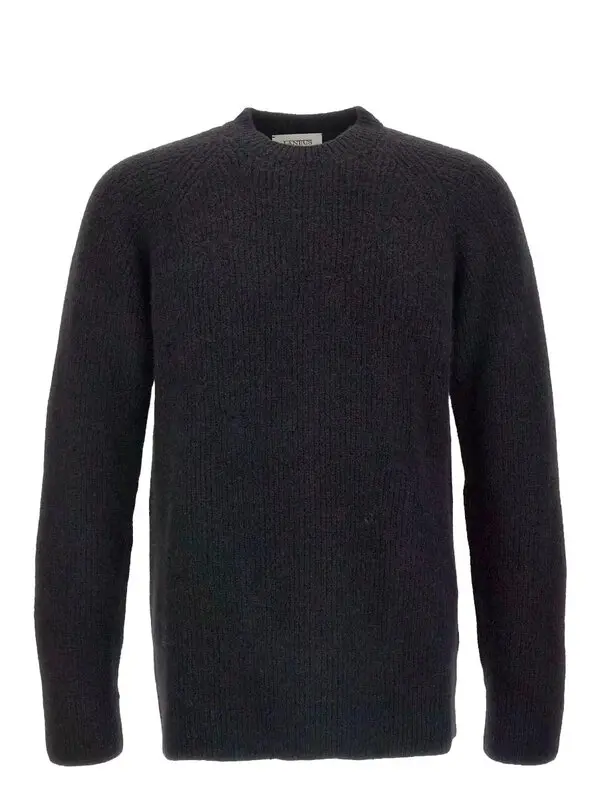 LANEUS Distressed Ribbed Sweater - Black