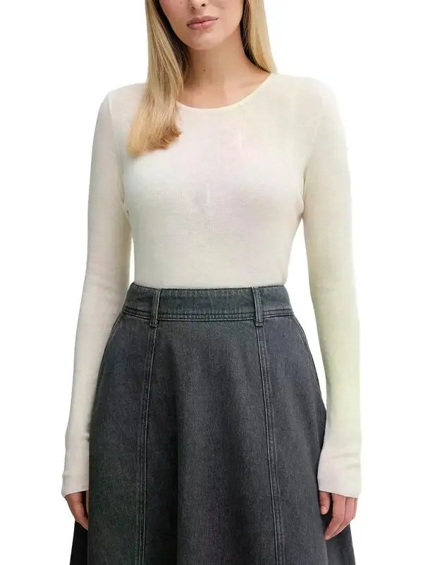 MOS MOSH Fine-knit Long-sleeve T-shirt - White