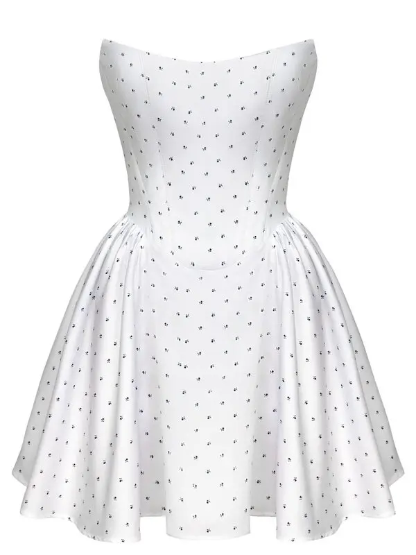 POST MERIDIEM Tuck Corset Mini Dress - White