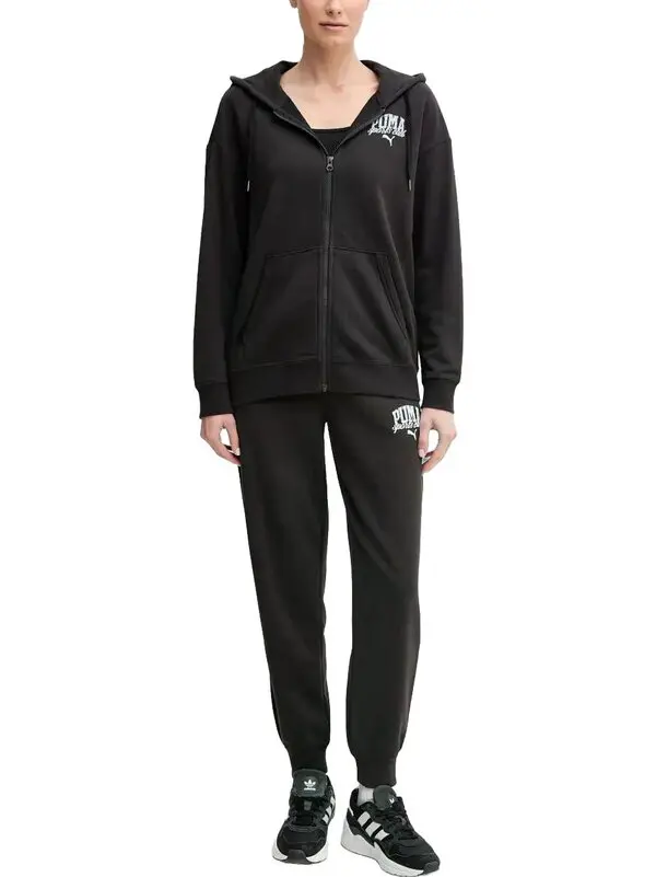 PUMA Logo-print Zip-up Hoodie - Black