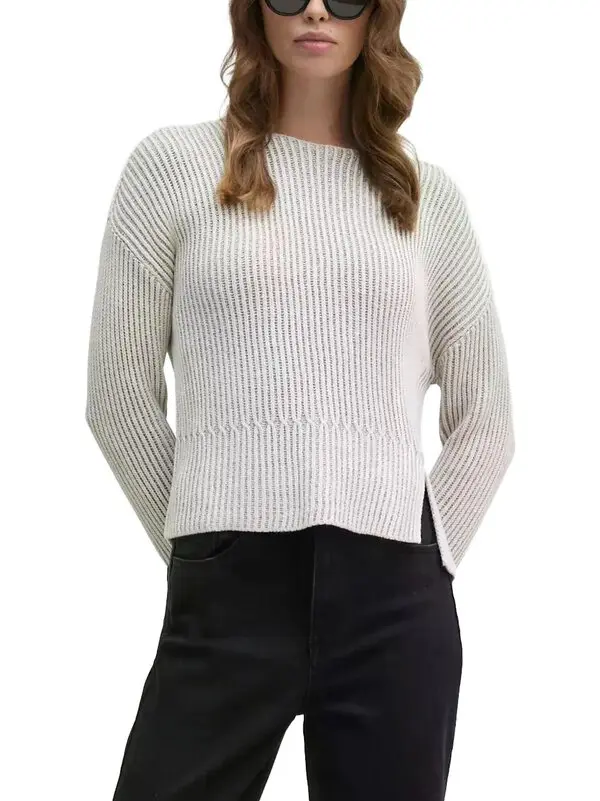 OUI Ribbed Knit Sweater With Metallic Thread - Grey