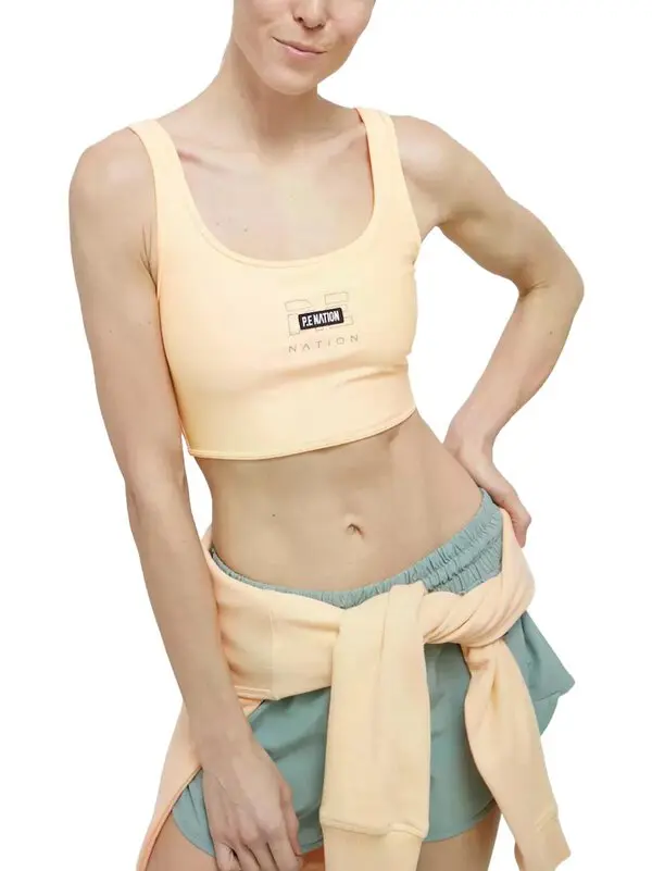P.E Nation Logo-patch Sports Bra - Orange