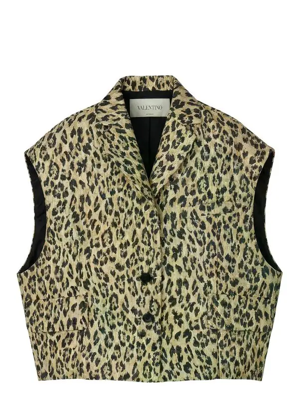 Valentino Garavani Leopard Print Jacquard Waistcoat - Neutrals