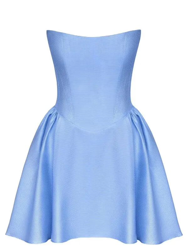 POST MERIDIEM Tuck Corset Mini Dress - Blue