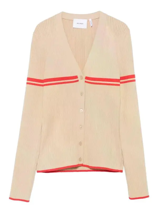 Axel Arigato Fleur Ribbed Knit Striped Cardigan - Neutrals