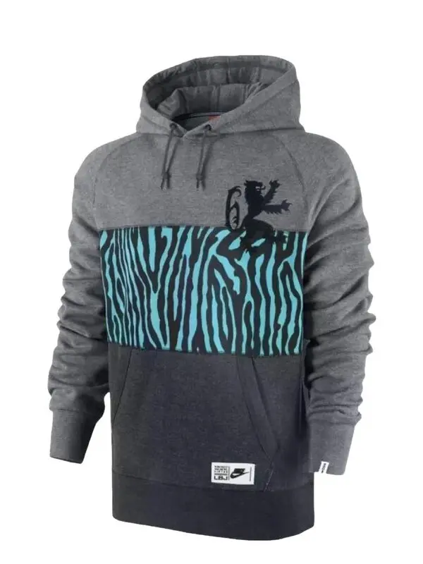 Nike Lebron James Hoodie With Safari Print - Grey
