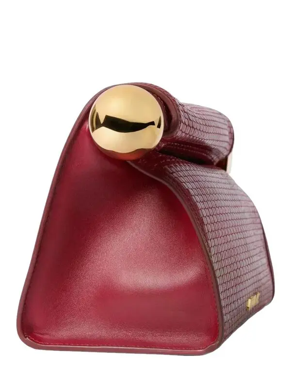 Jacquemus Rond Carré Clutch In Braided-effect Goatskin With Gold-tone Sphere-and-cube Clasp - Red