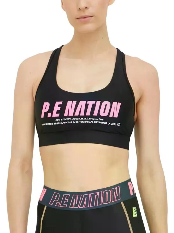 P.E Nation In Play Logo-print Sports Bra - Black