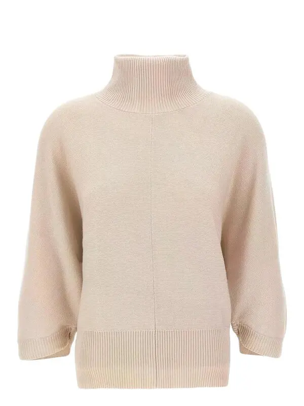 Hemisphere Batwing Sleeve High-neck Sweater - Neutrals