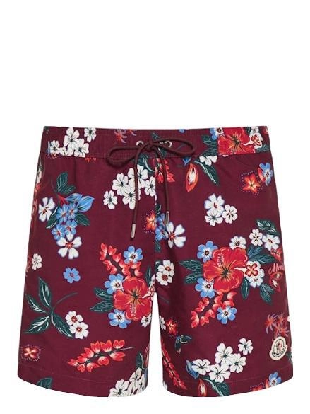 Moncler Floral Print Drawstring Swim Shorts - Red