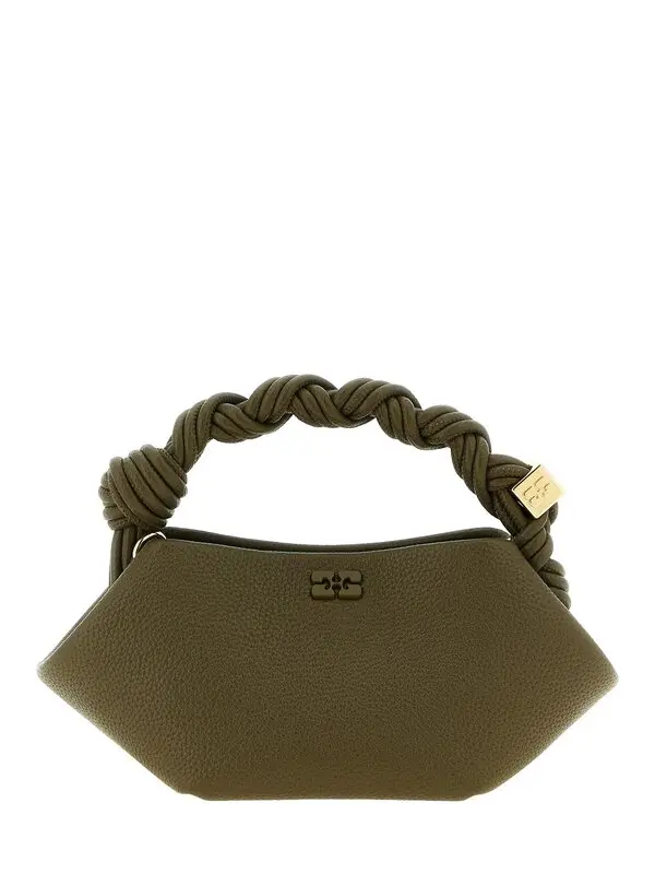 GANNI Bou' Mini Handbag In Textured Faux Leather - Green