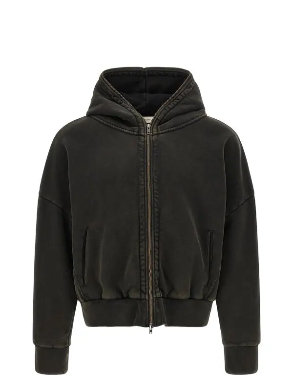 ENTIRE STUDIOS Zip Up Hooded Jacket With Boxy Silhouette - Black
