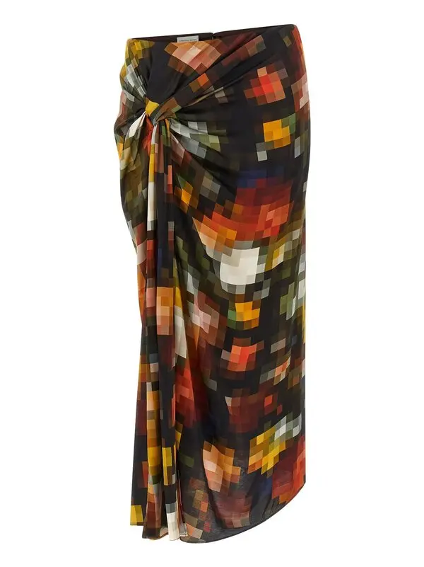 Dries Van Noten Suma Bis Printed Draped Maxi Skirt - Multi