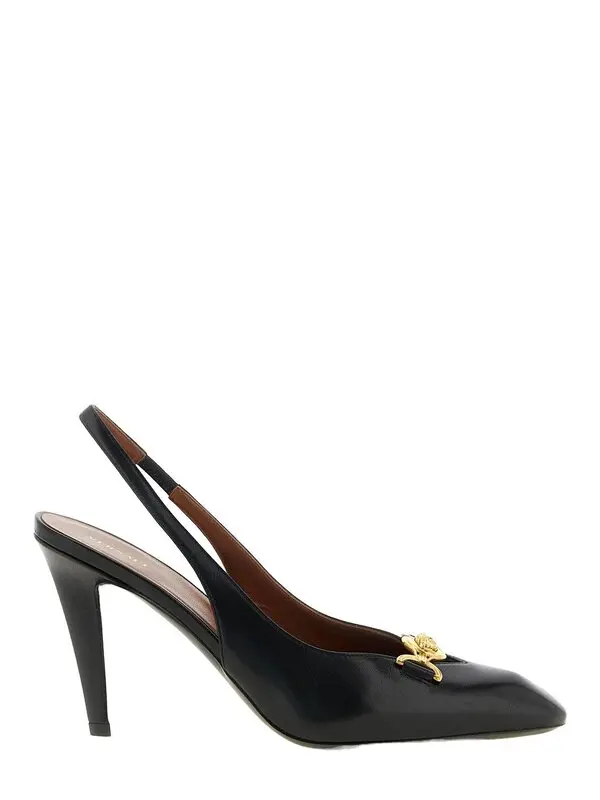 Versace La Medusa Leather Slingback Heels - Black