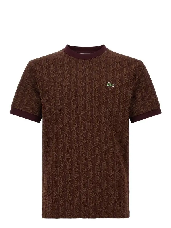 Lacoste Monogramma' Jacquard T-shirt - Brown