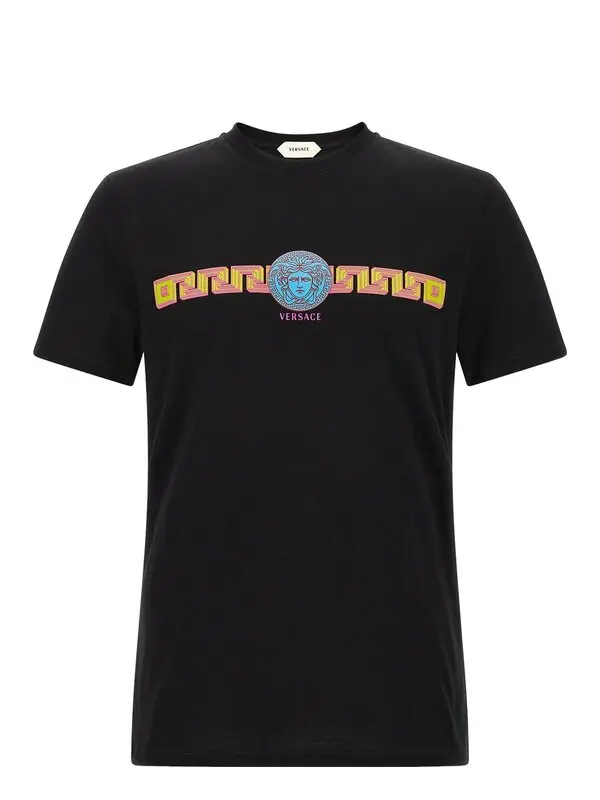 Versace Medusa' Print Cotton T-shirt - Black