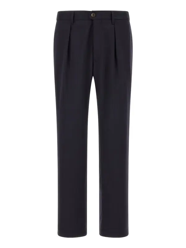 Incotex Pleated Wool Blend Trousers - Blue