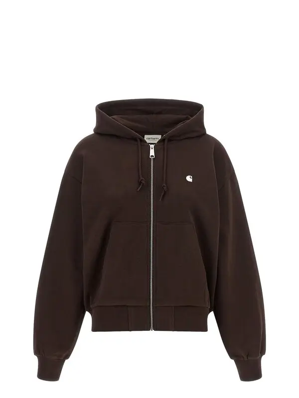 Carhartt Work In Progress Cotton Zip-up Hoodie With Embroidered Logo - Brown