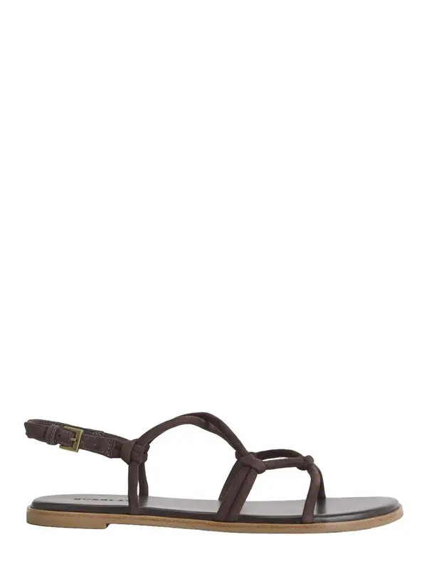 Everlane Suede Flat Sandals With Knot Detailing - Dark Chocolate