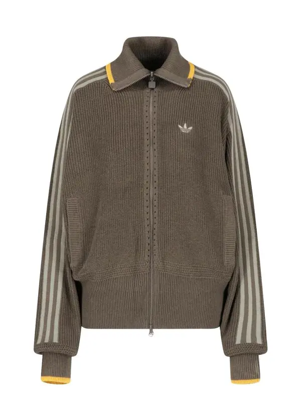 Adidas Firebird Zip Knit Sweatshirt - Brown