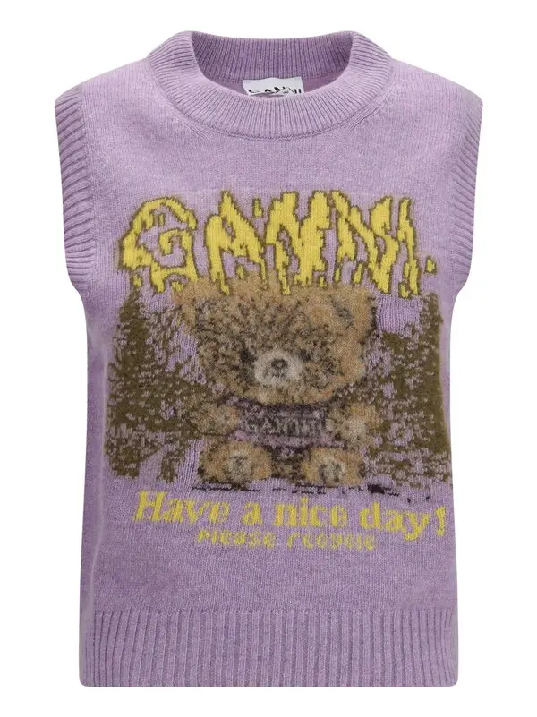 GANNI Teddy Alpaca And Wool-blend Vest - Grey