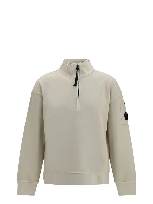 C.P. COMPANY Brushed And Sueded Diagonal-weave Cotton Fleece Sweatshirt - Cream