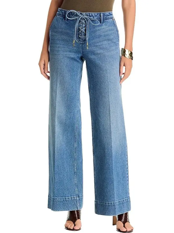 Michael Kors Cotton Stretch High Rise Flare Jeans - Dusk Blue Wash