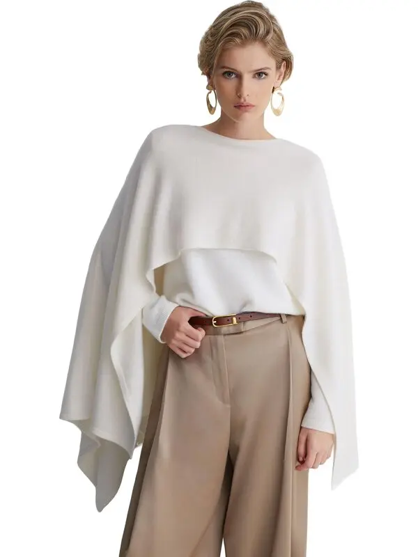 ATELIER Wool-cashmere Blend Cape Knit Jumper - Ivory