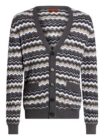 Missoni Intarsia-knit Wool And Cotton Cardigan - Grey