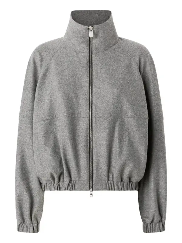 Pinko Zip-up Bomber Jacket With Stand Collar - Gray