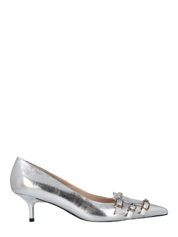 Pinko Buckle-embellished Pointed-toe Pumps - Gray