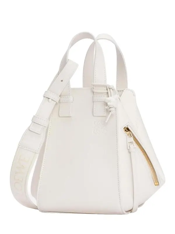 Loewe Compact Hammock Bag In Satin Calfskin - White