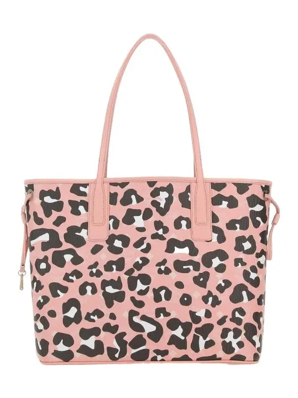 Mcm Leopard Print Drawstring Tote Bag - Pink