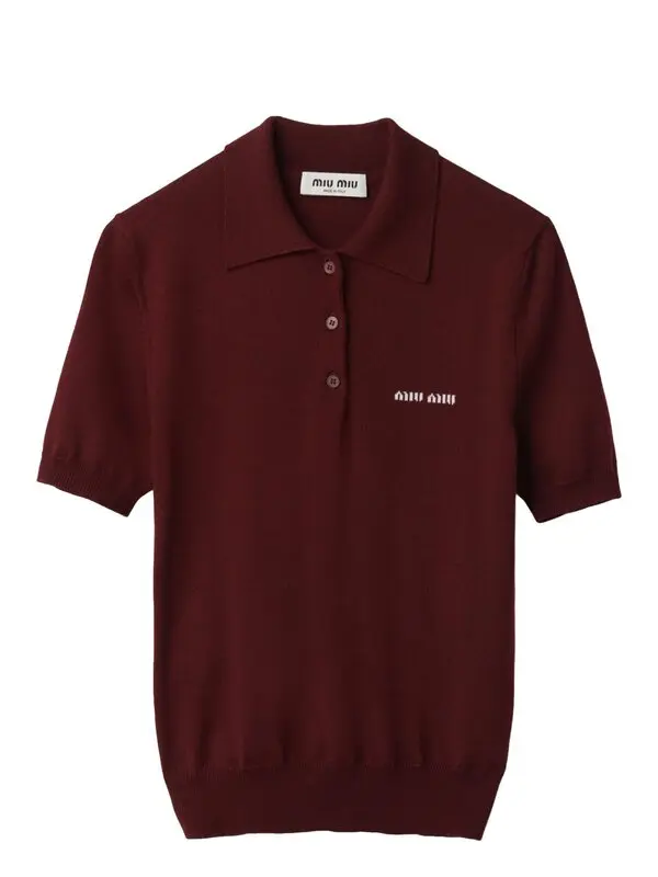 Miu Miu Wool Knit Polo Shirt - Amaranth